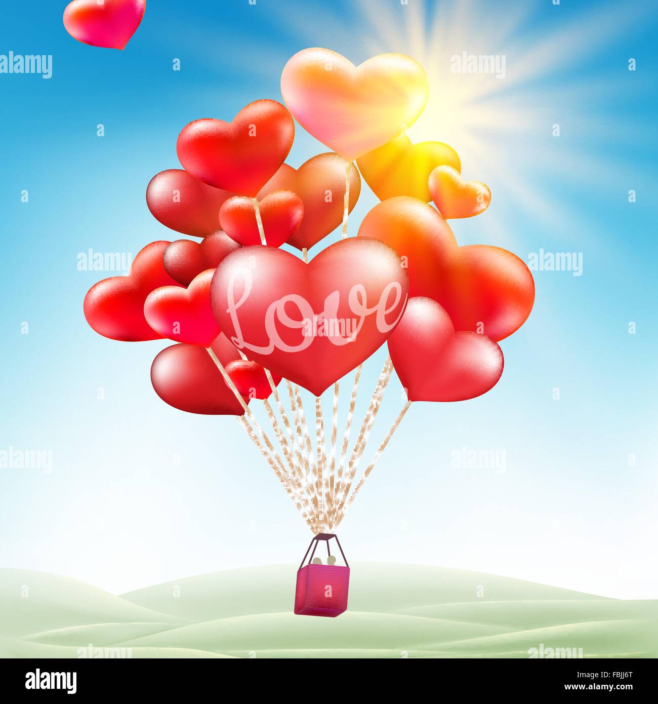 Cute boy heart balloons Stock Vector Images - Alamy