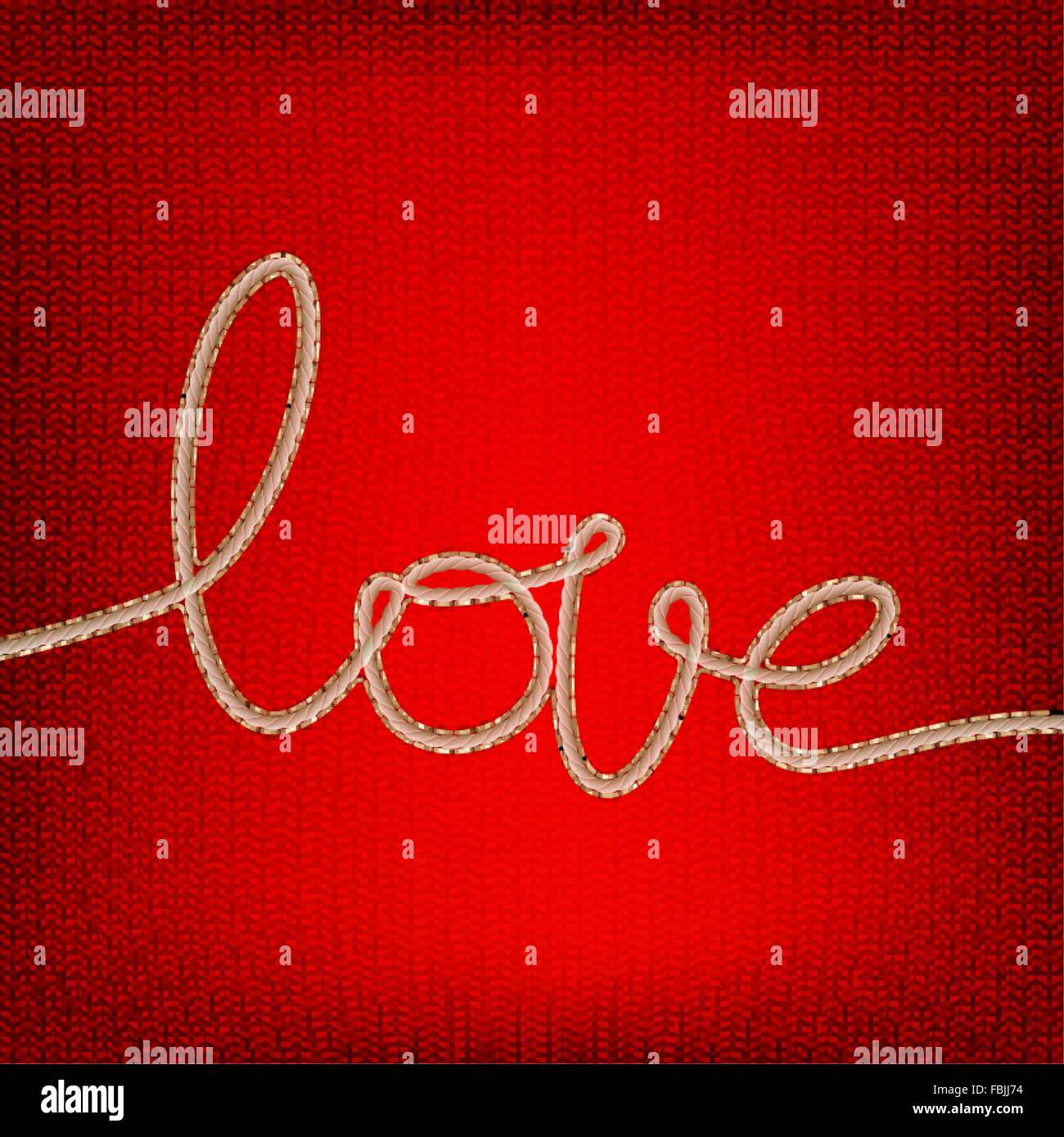 Thread word - love made from yarn on red. EPS 10 Stock Vector Image ...