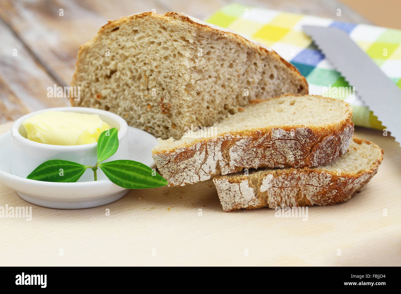 Bread slices on wooden hi-res stock photography and images - Alamy