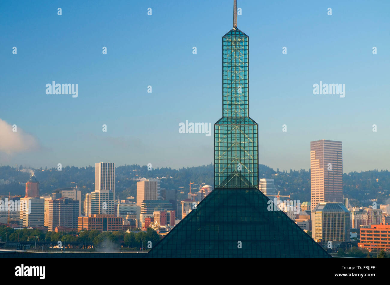 Convention Center tower with downtown, Portland, Oregon Stock Photo - Alamy
