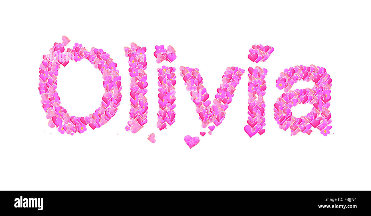 Name set with hearts decorative lettering type design Stock Photo - Alamy