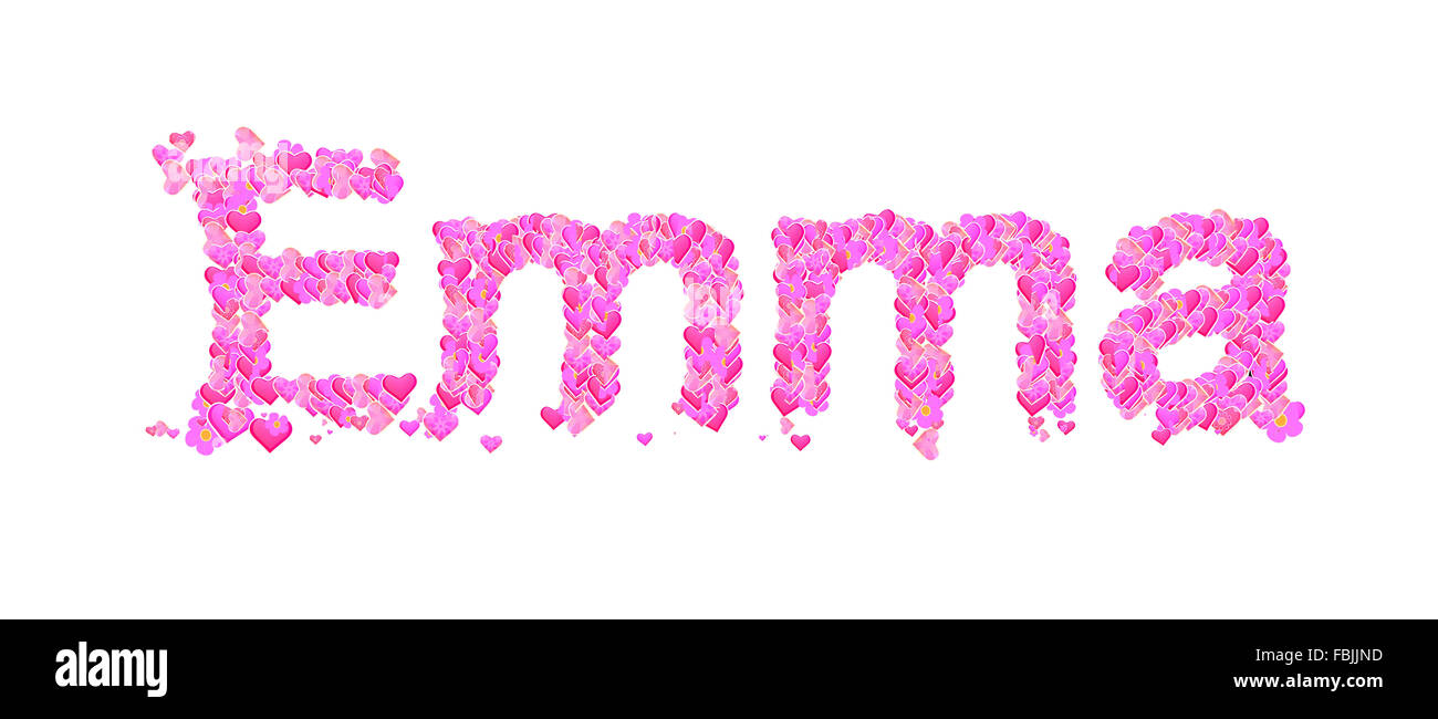 Name set with hearts decorative lettering type design Stock Photo - Alamy