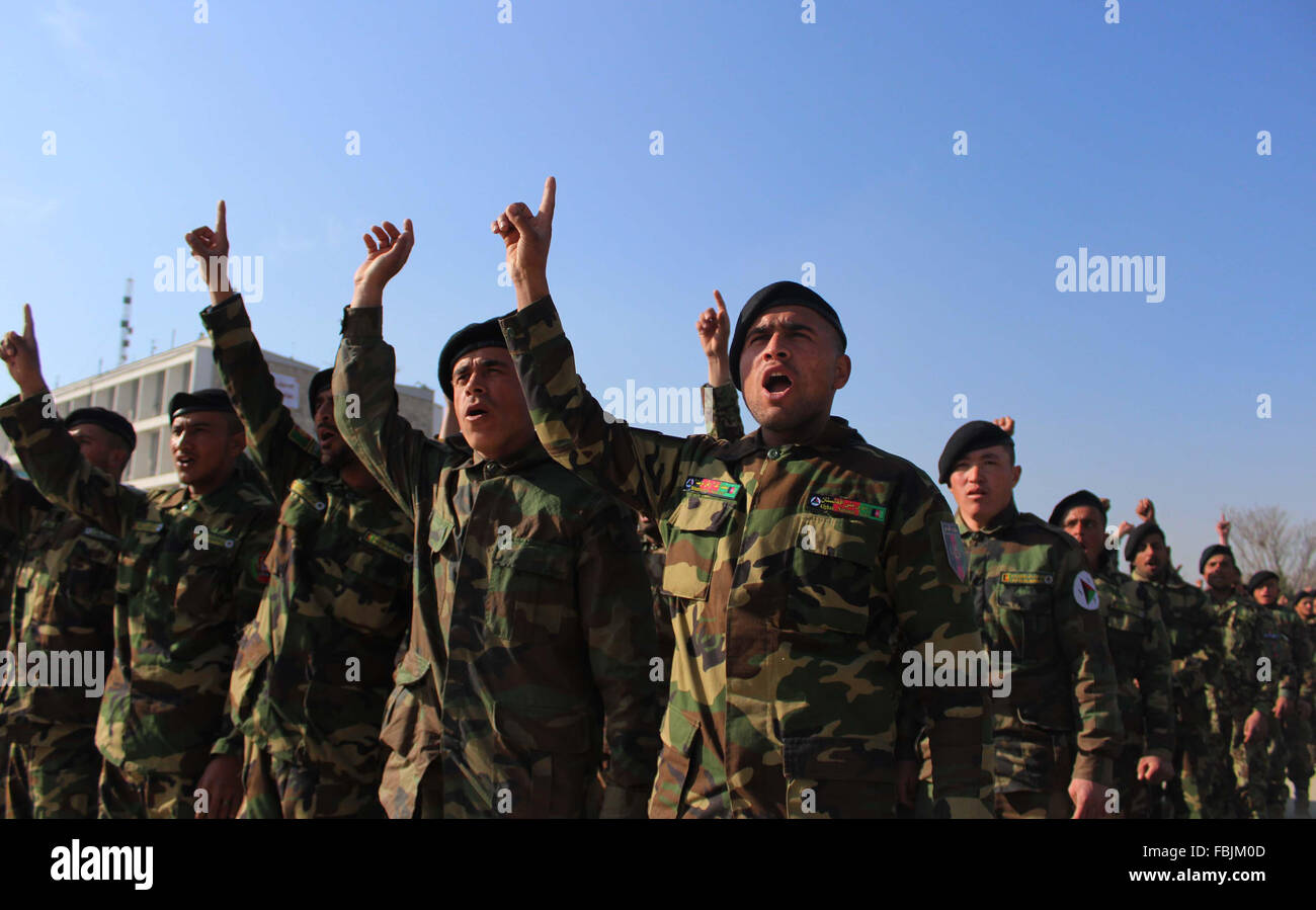 KABUL, AFGHANISTAN,JAN 17,2016 Afghan National Army (ANA) recruits ...