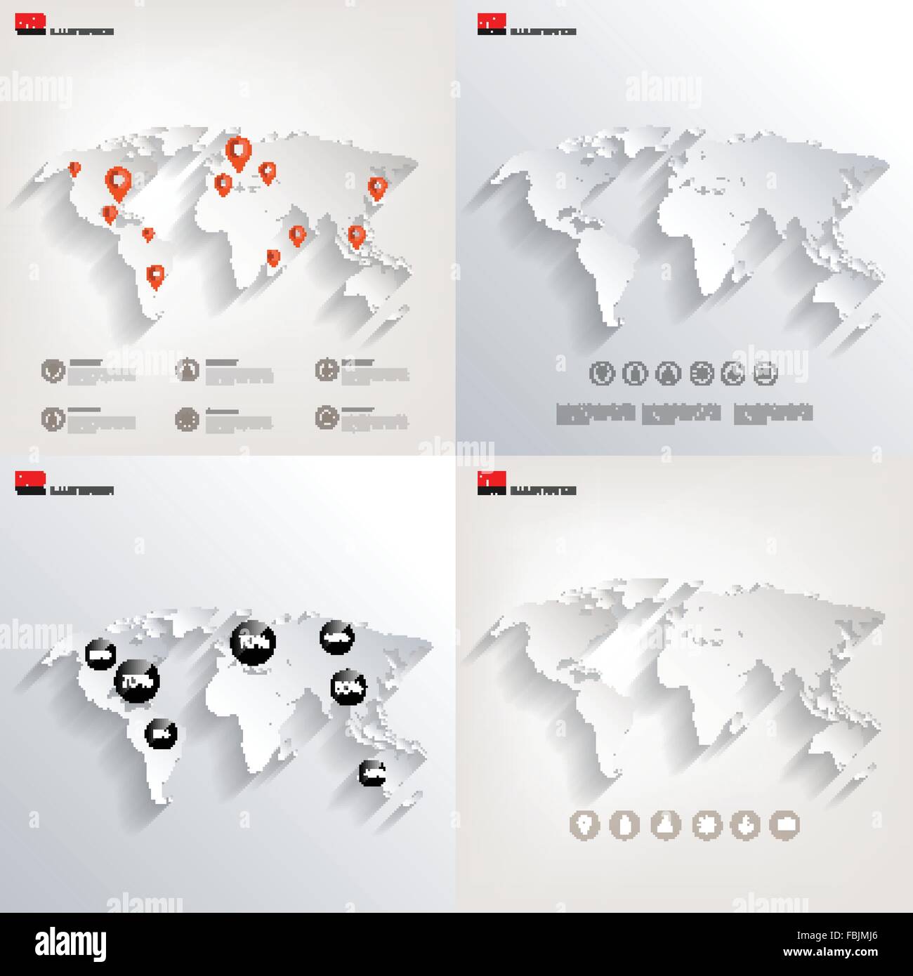 Vector illustration. World map concept. Travel. Navigation. Banners set ...