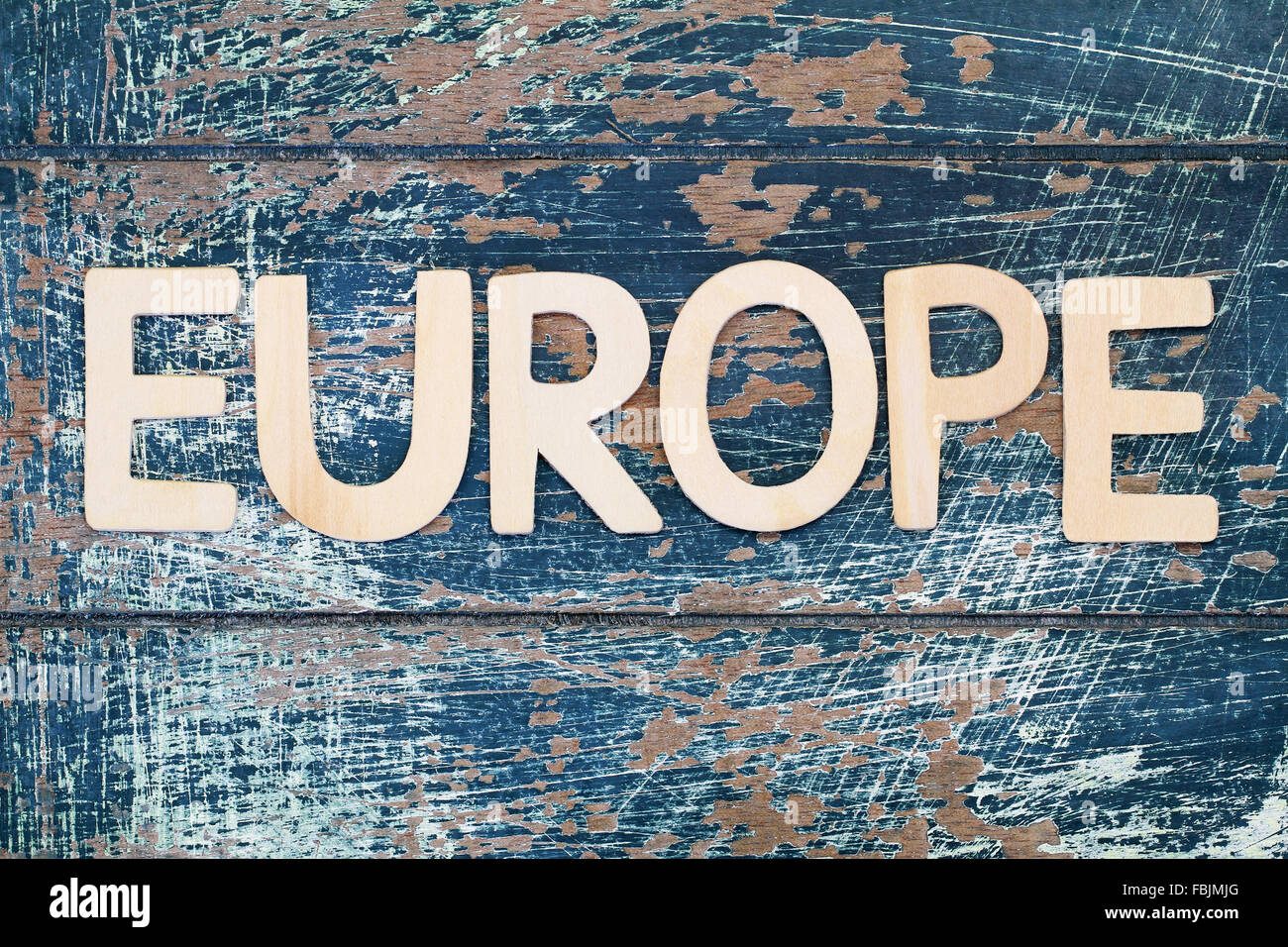 Europe written with wooden letters on rustic surface Stock Photo - Alamy