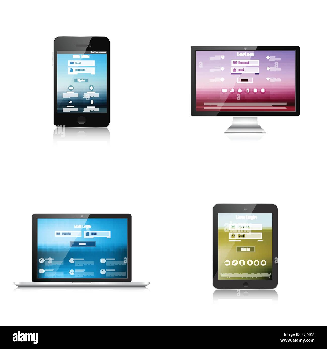 Responsive web design. Adaptive user interface. Digital devises. Laptop ...