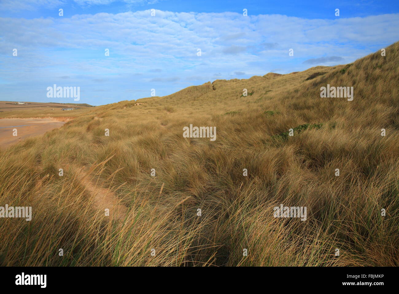 Calm winter day at Constantine bay, North Cornwall, England, UK Stock ...