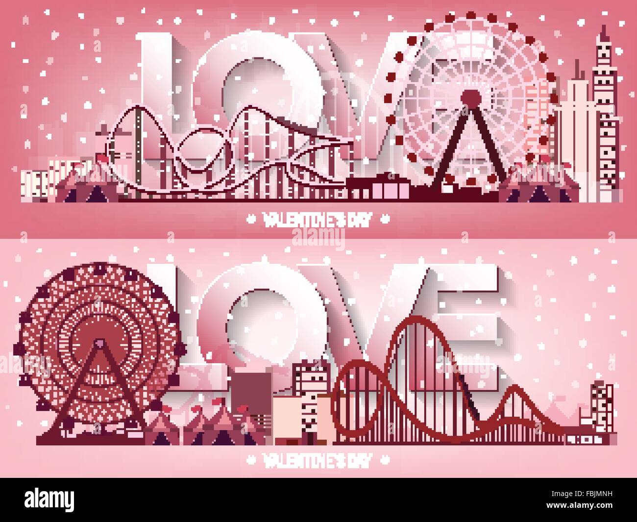 Vector illustration. Valentines day. Love. 14 february. Park. Ferris ...