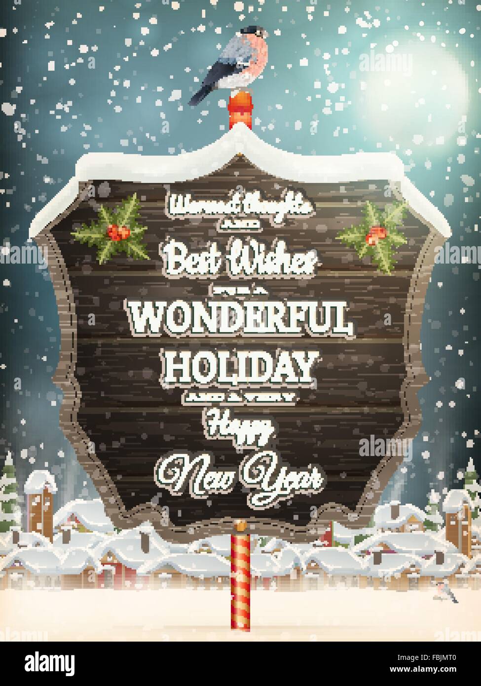 Christmas Vintage Street With Signboard Eps 10 Stock Vector Image