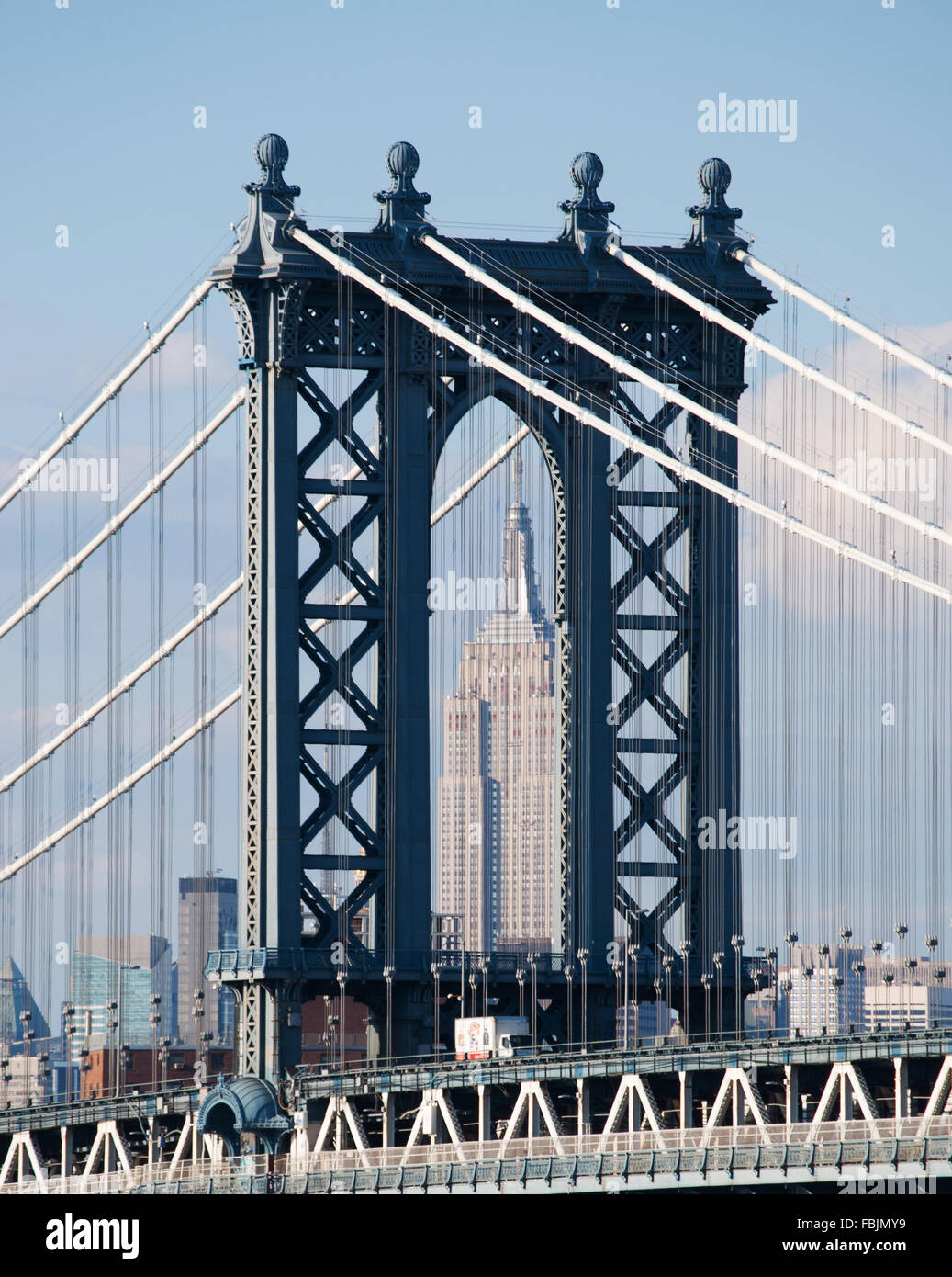 New York, United States of America: Manhattan bridge and Empire State ...