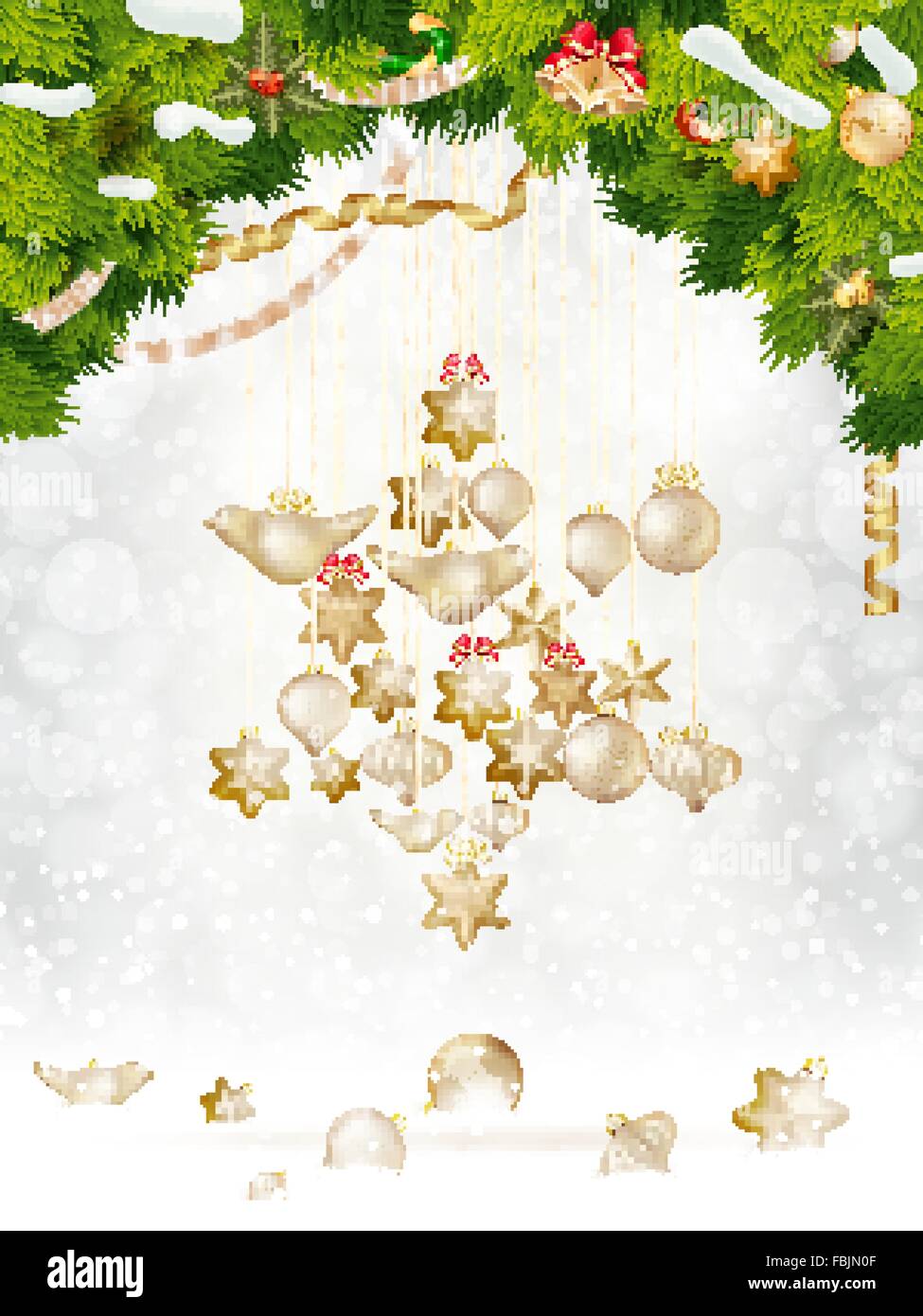 Bauble hanging on branch Stock Vector Images - Alamy