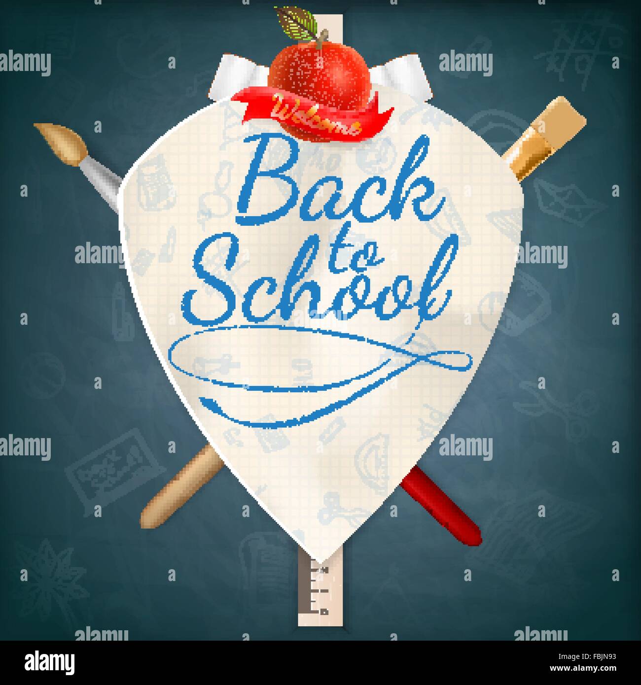 Coat of arms with school supplies. EPS 10 Stock Vector Image & Art - Alamy