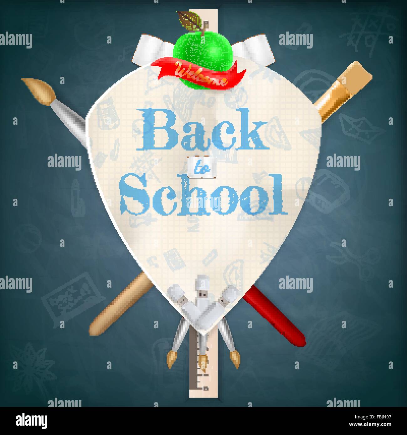 Coat of arms with school supplies. EPS 10 Stock Vector Image & Art - Alamy
