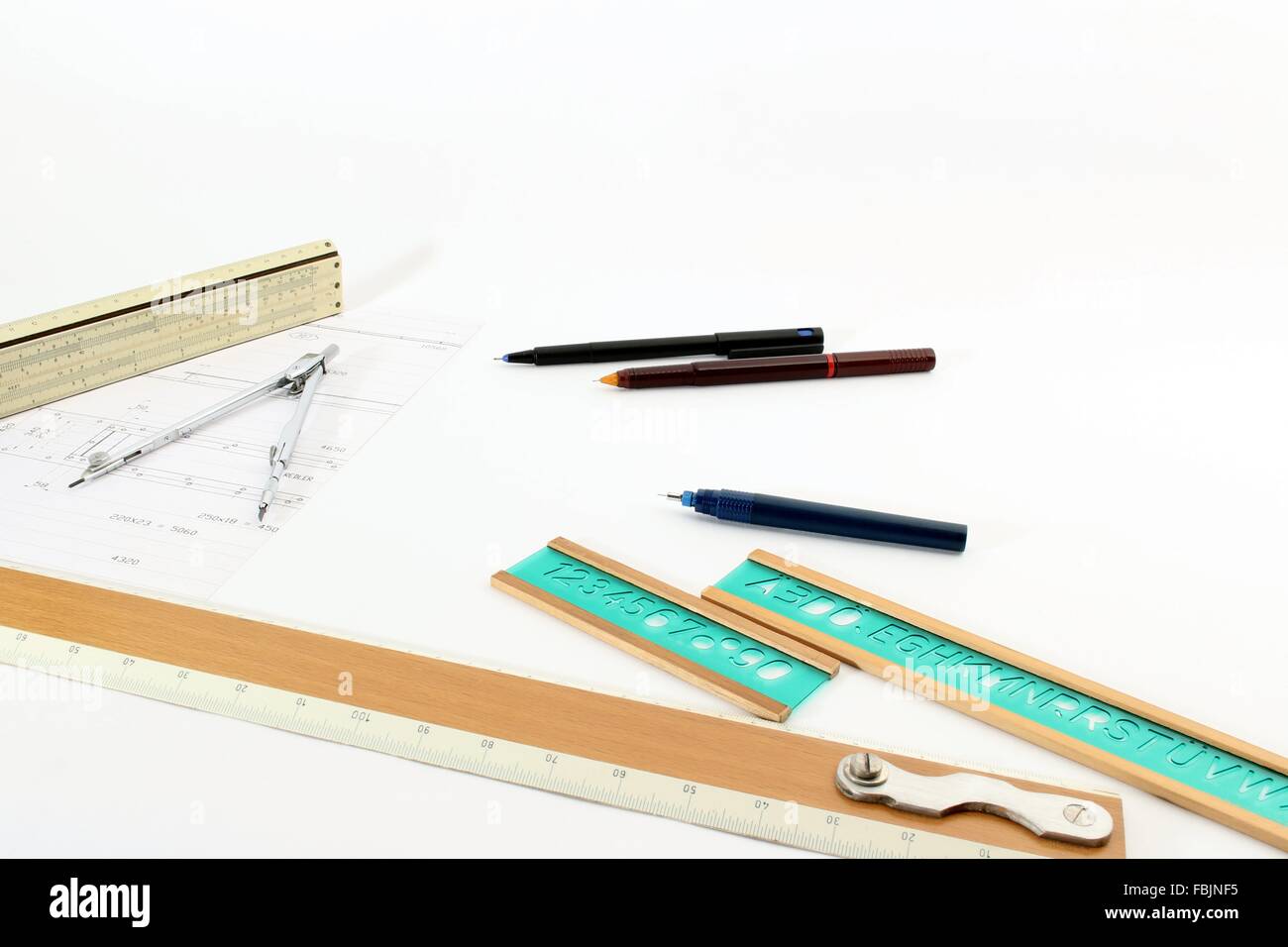 Old drawing apparatus and instruments Stock Photo - Alamy