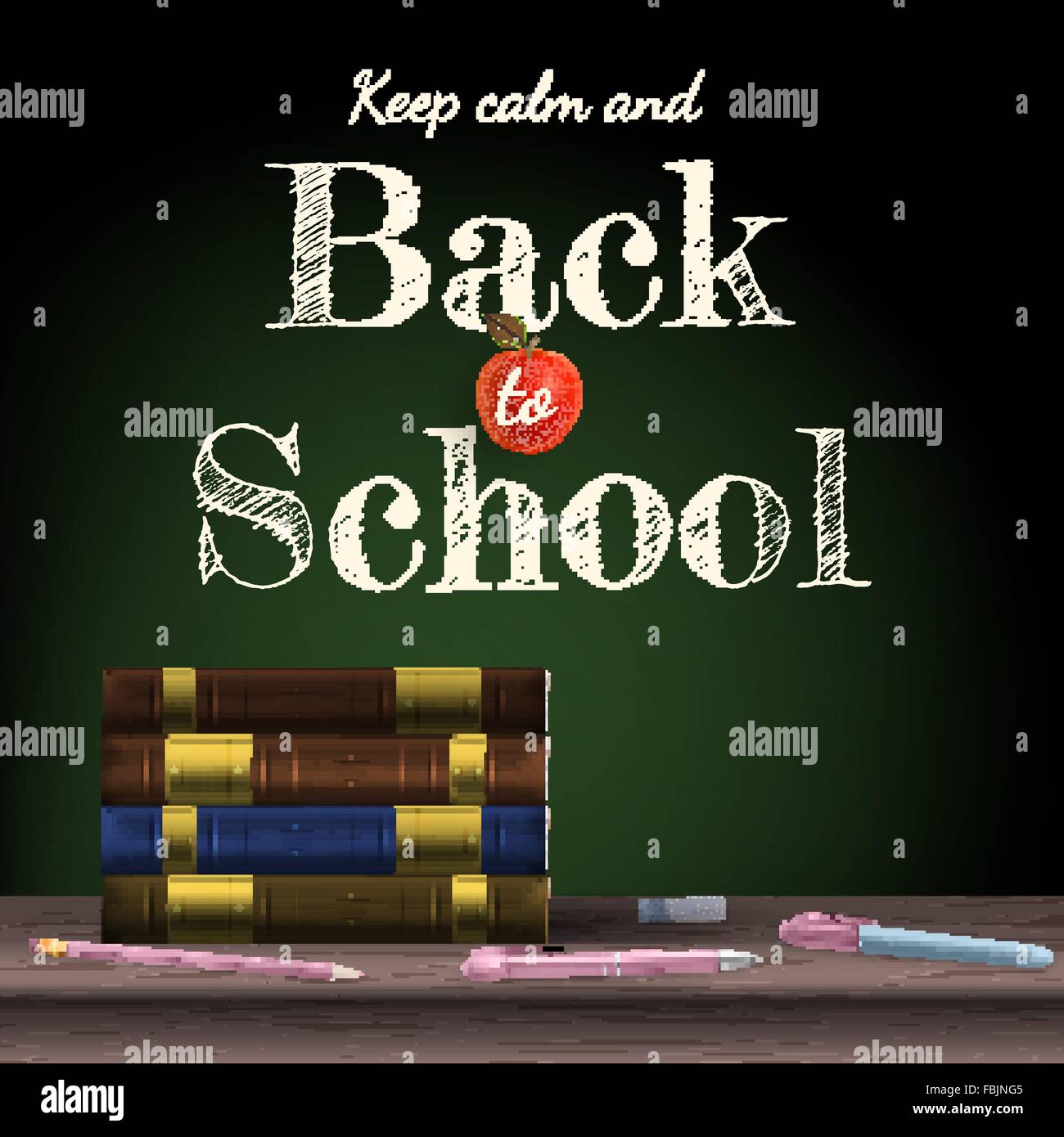 Books on desk in Stock Vector Images - Alamy