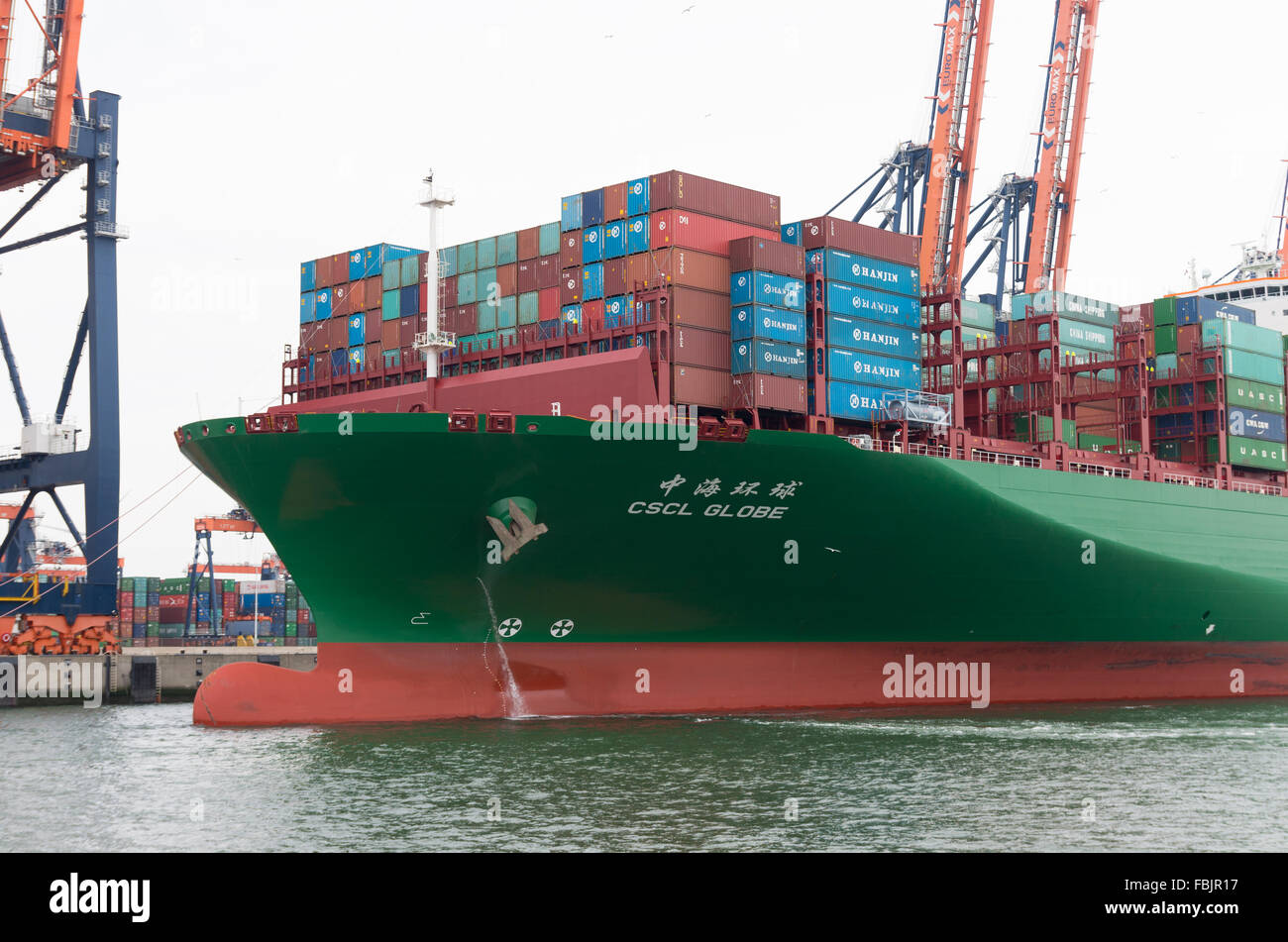 ROTTERDAM, NETHERLANDS - JUNE 28, 2015: CSCL Globe container ship ...