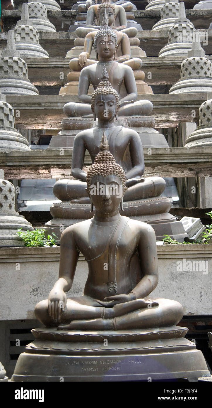 Multiple Buddha statues in Gangamaraya temple, Colombo, Sri Lanka Stock ...