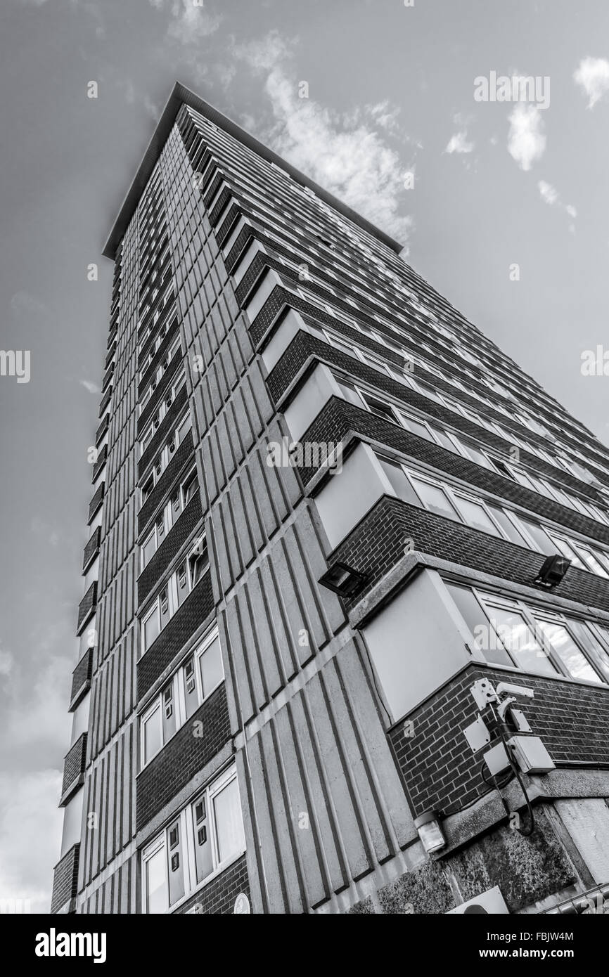 Upright photo of the large Divis Tower housing complex at the foot of ...