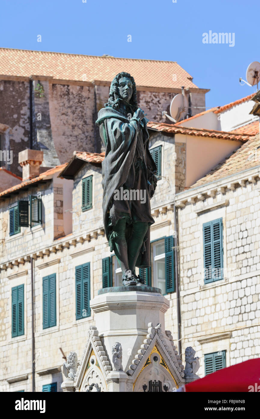 A statue of poet Ivan Gundulic in Gundulic Square, Old Town Dubrovnik ...