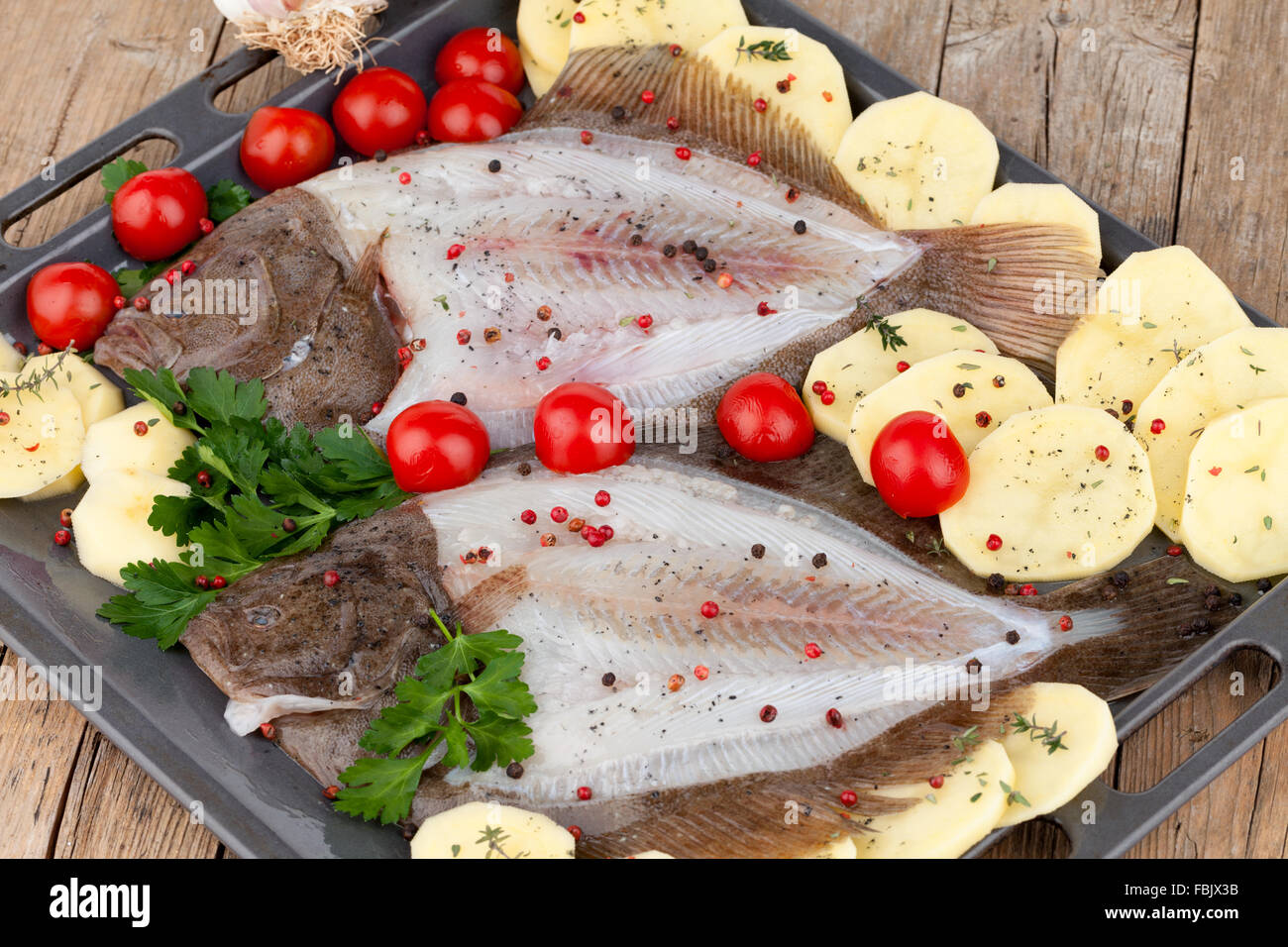 Raw Turbot Fish Stock Photo - Alamy