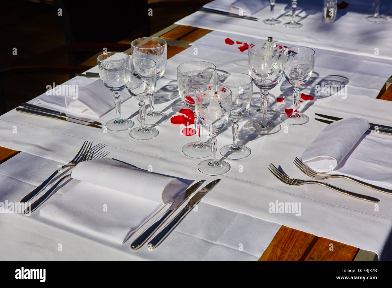 table setup in outdoor cafe Stock Photo - Alamy