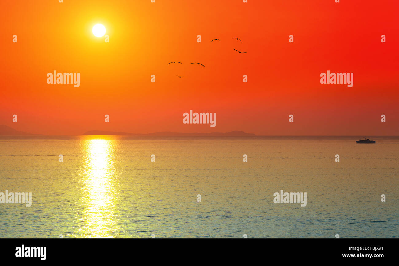 Amazing summer dawn with sea view Stock Photo - Alamy