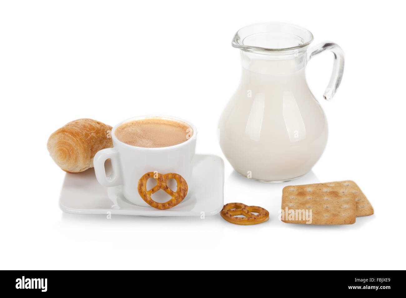 French breakfast isolated on white background Stock Photo - Alamy