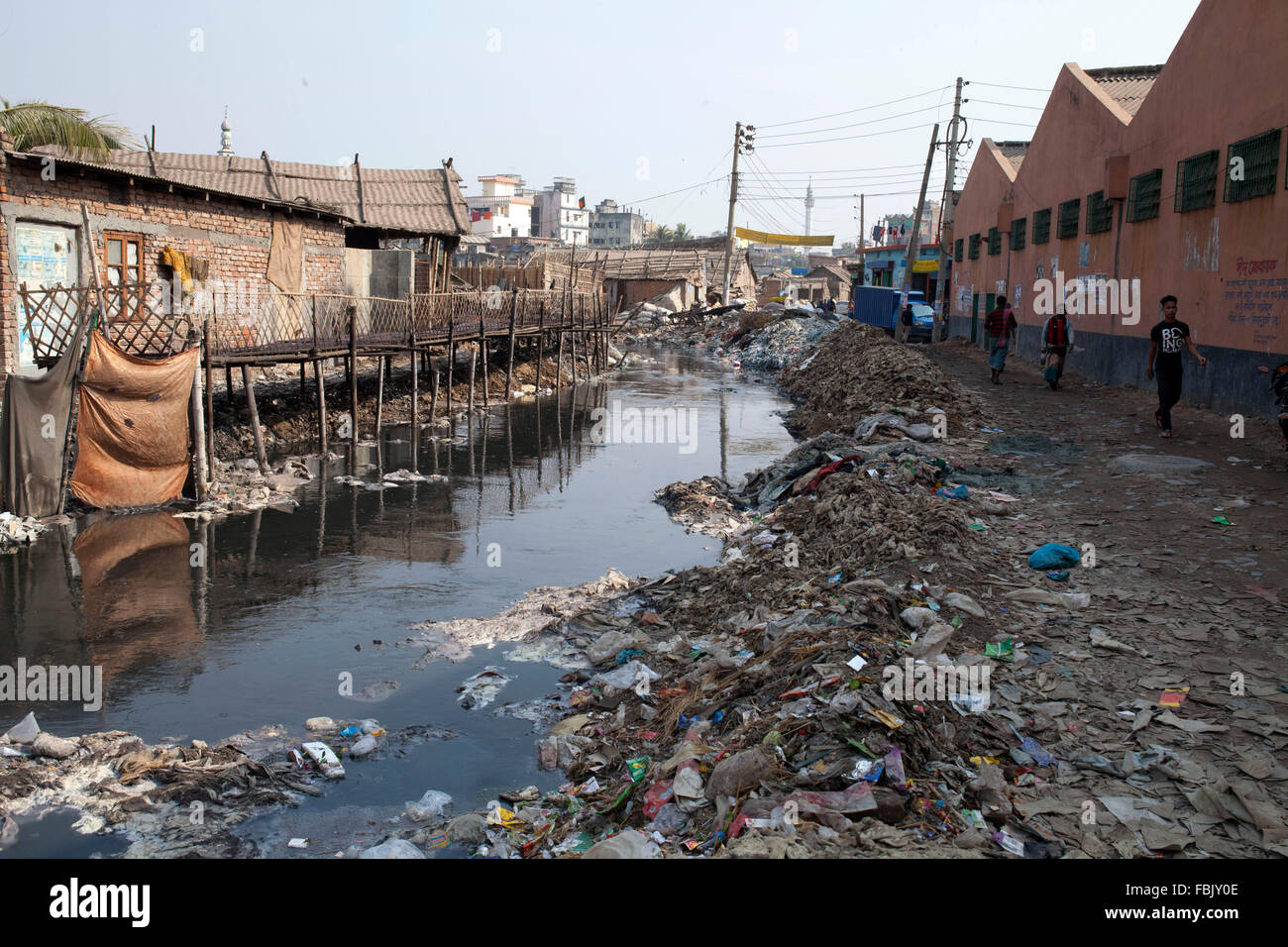 DHAKA, BANGLADESH 11th January 2016: Scenery of polluted Hazaribag ...