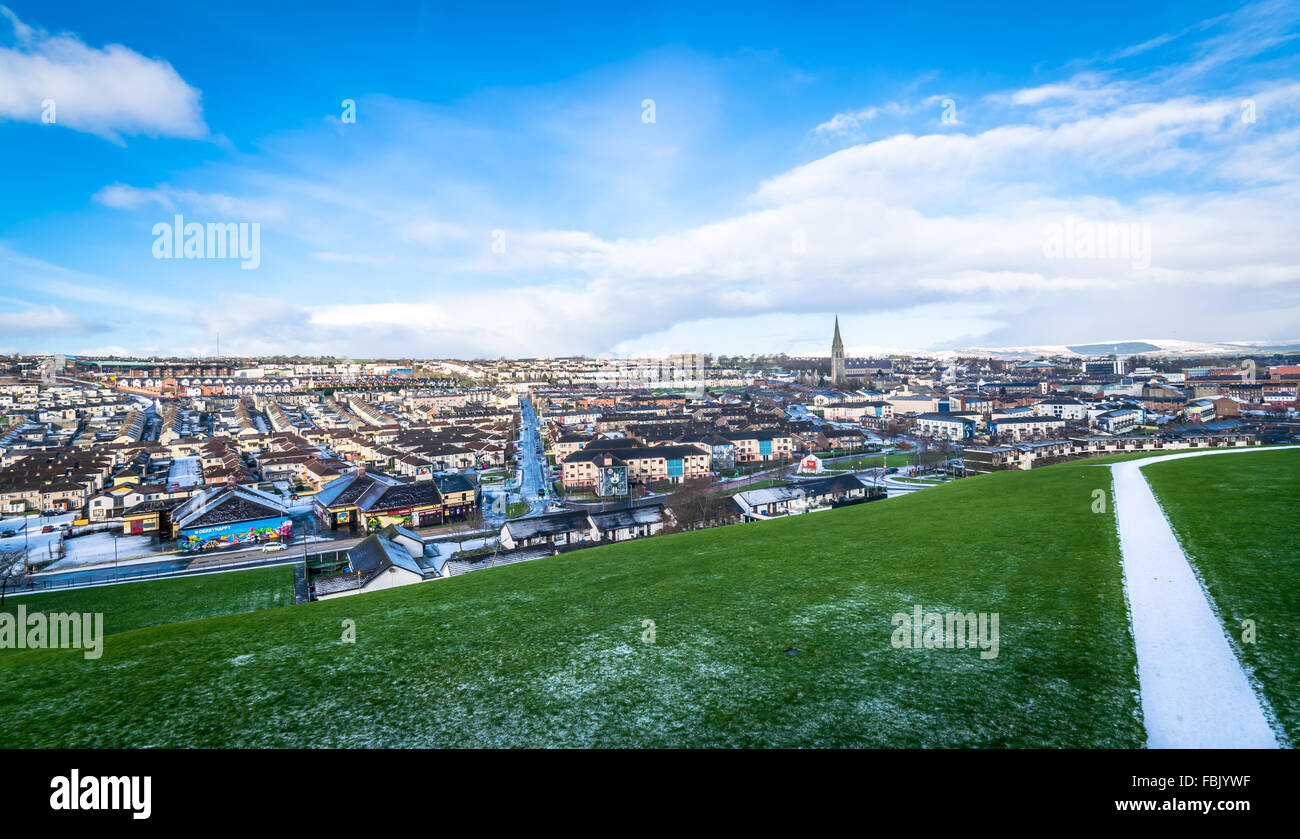 The view from the Walls overlooking the Bogside area of Derry City ...