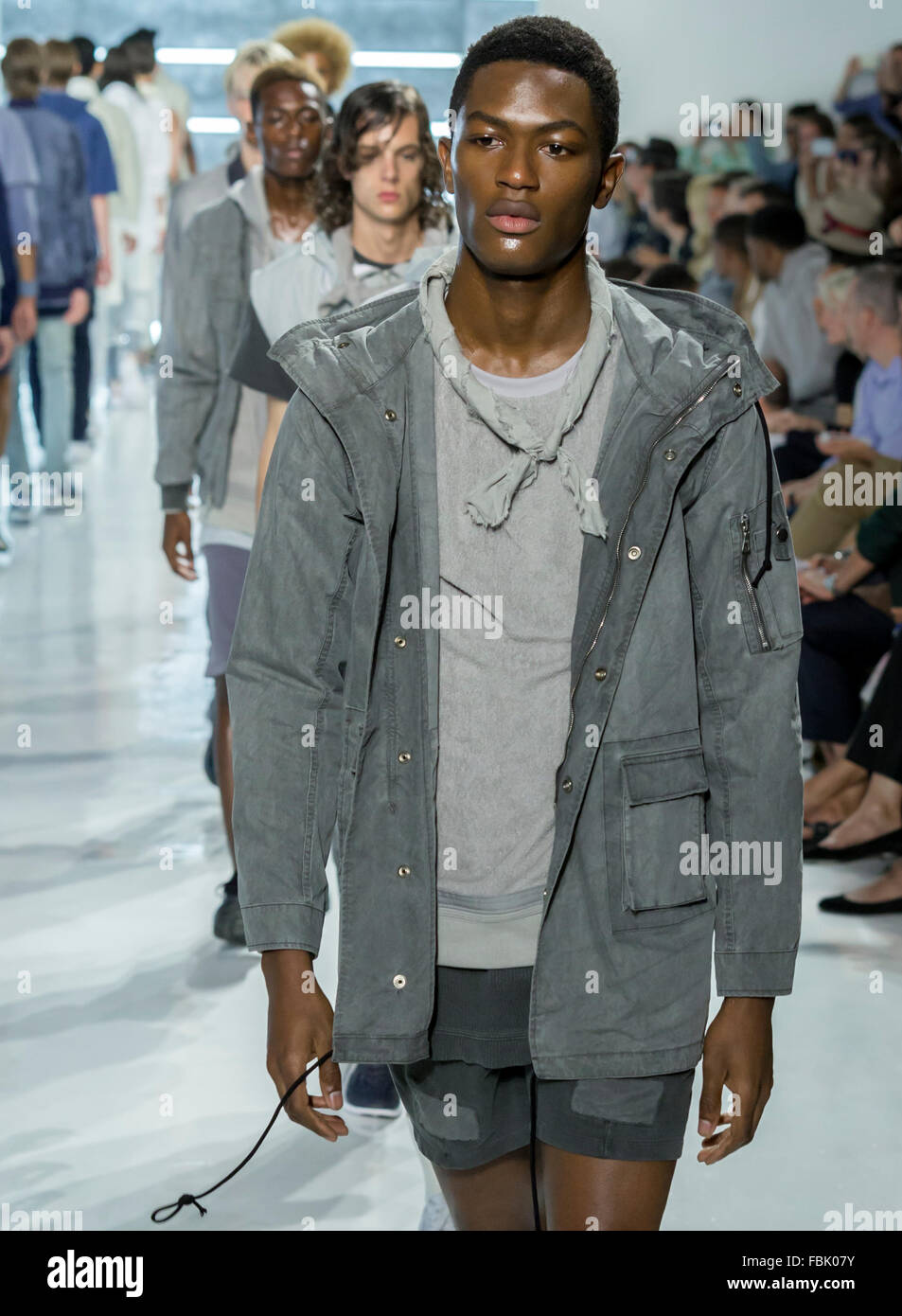 NEW YORK, NY - JULY 15, 2015: Hamid Onifade walks the runway during ...