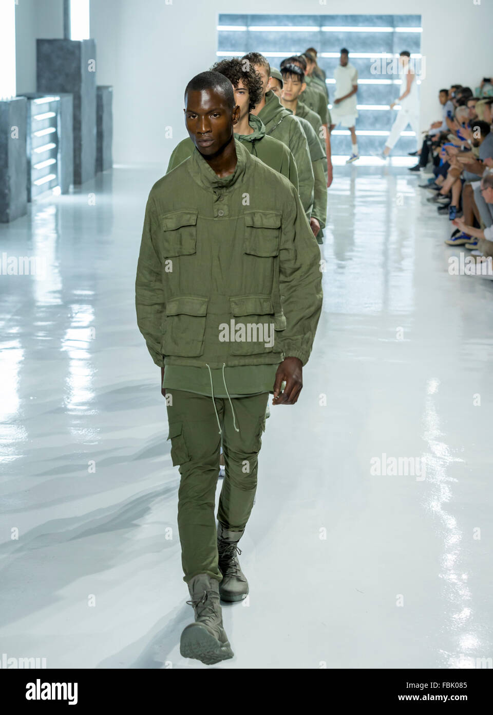 NEW YORK, NY - JULY 15, 2015: Adonis Bosso walks the runway during John ...