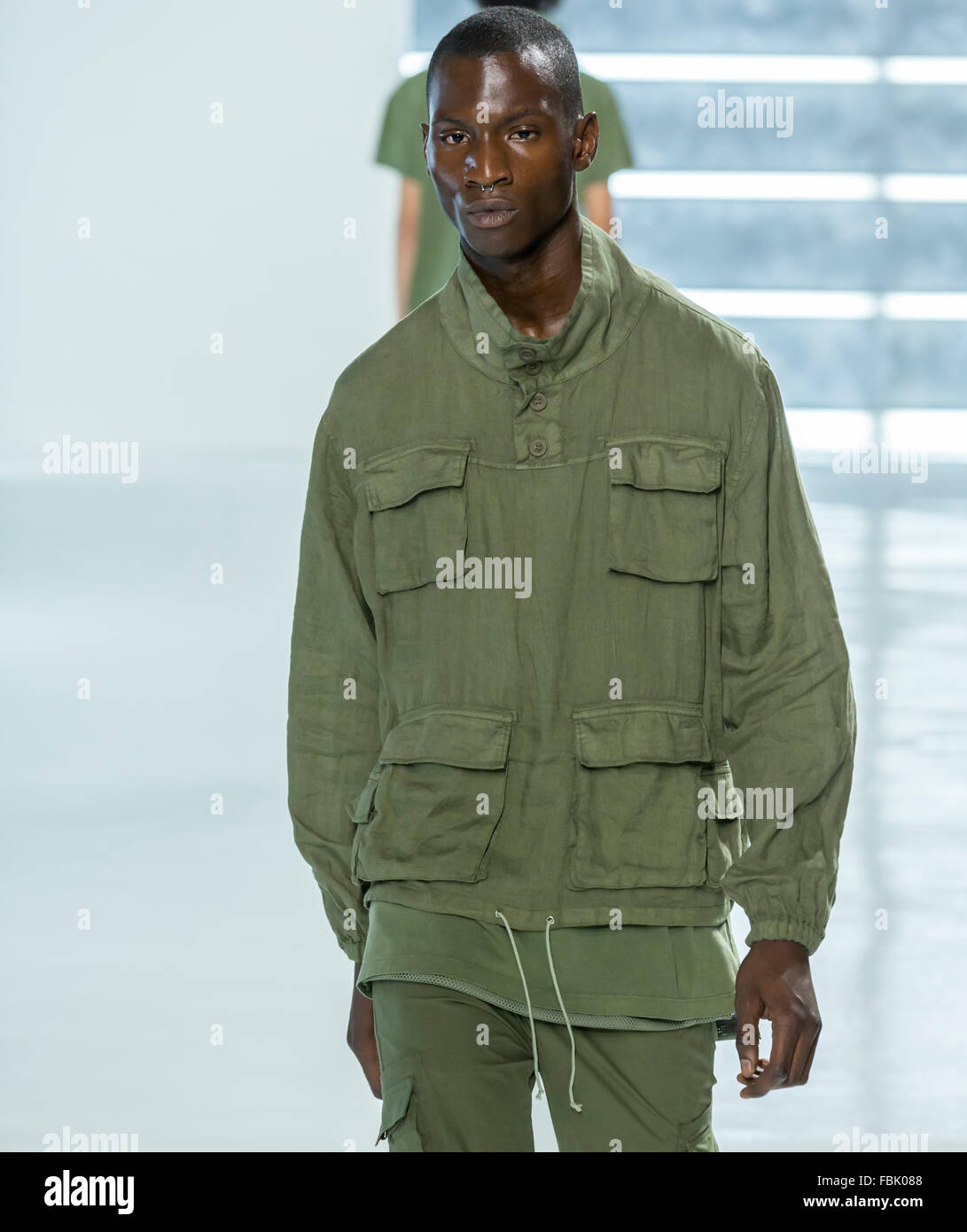 NEW YORK, NY - JULY 15, 2015: Adonis Bosso walks the runway during John ...