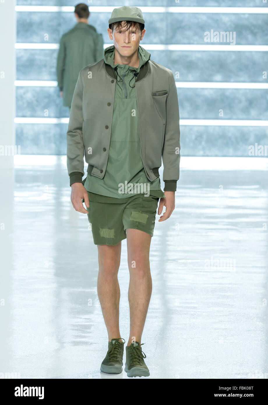 NEW YORK, NY - JULY 15, 2015: Jon Shepherd walks the runway during John ...
