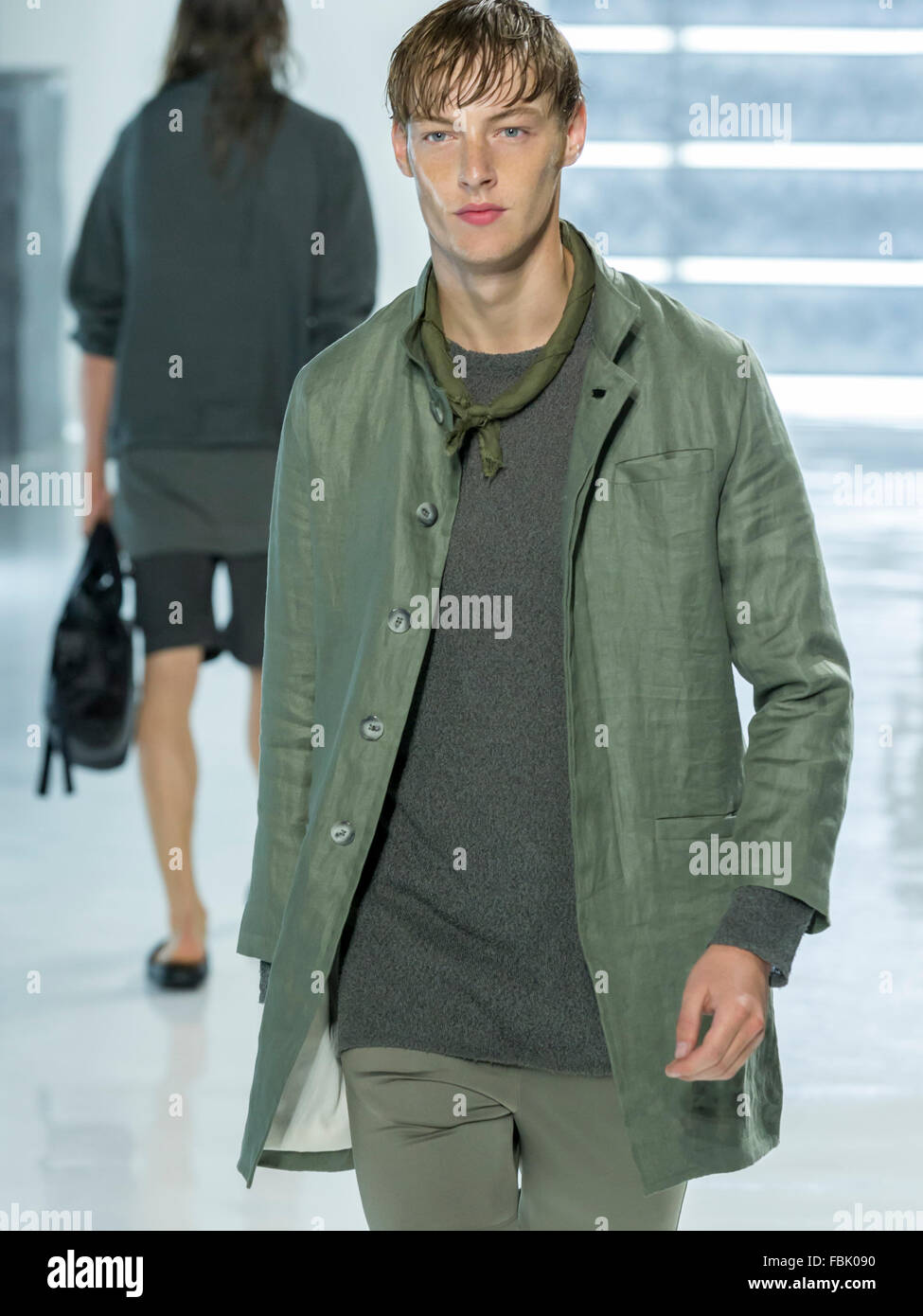 NEW YORK, NY - JULY 15, 2015: Roberto Sipos walks the runway during ...