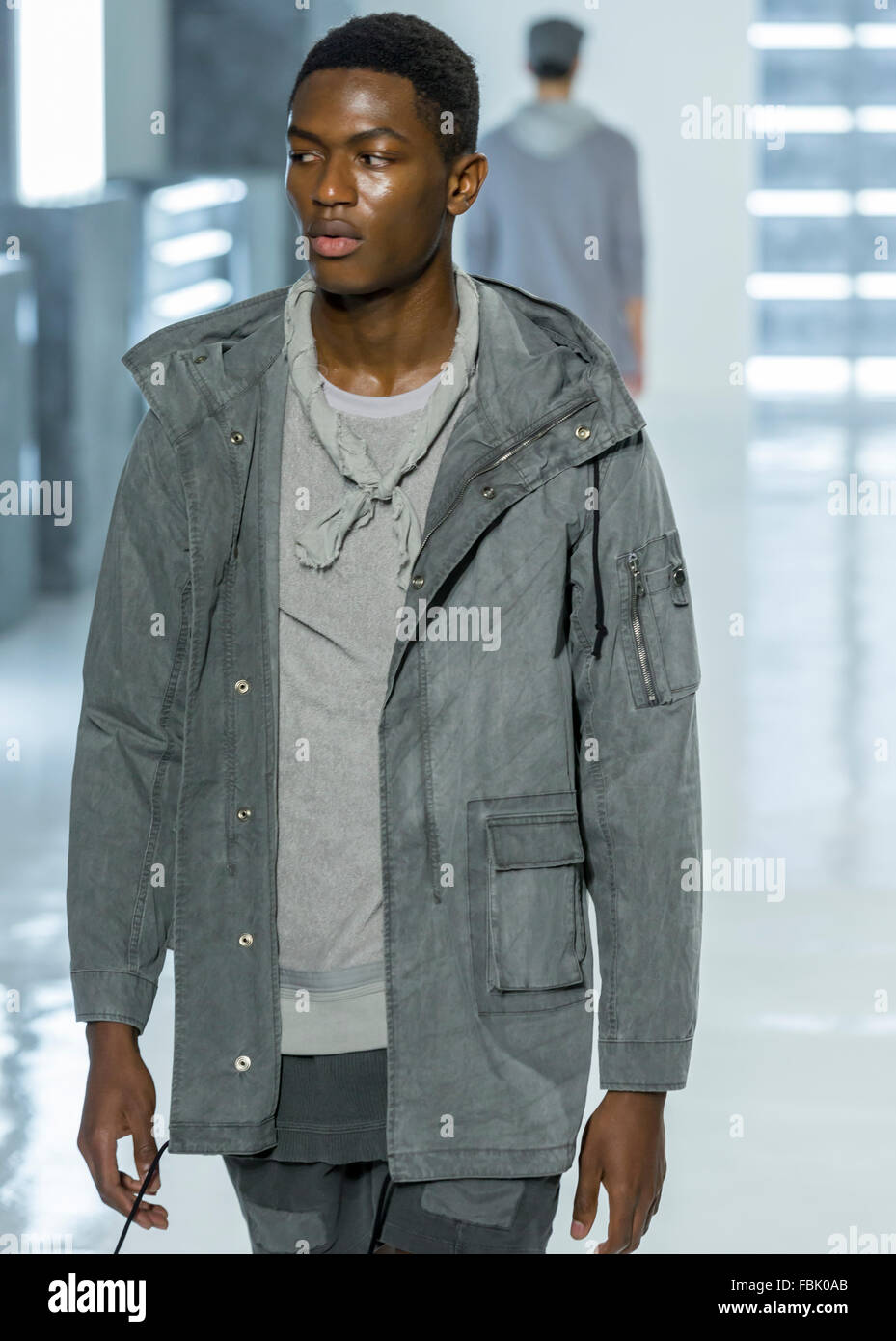NEW YORK, NY - JULY 15, 2015: Hamid Onifade walks the runway during ...