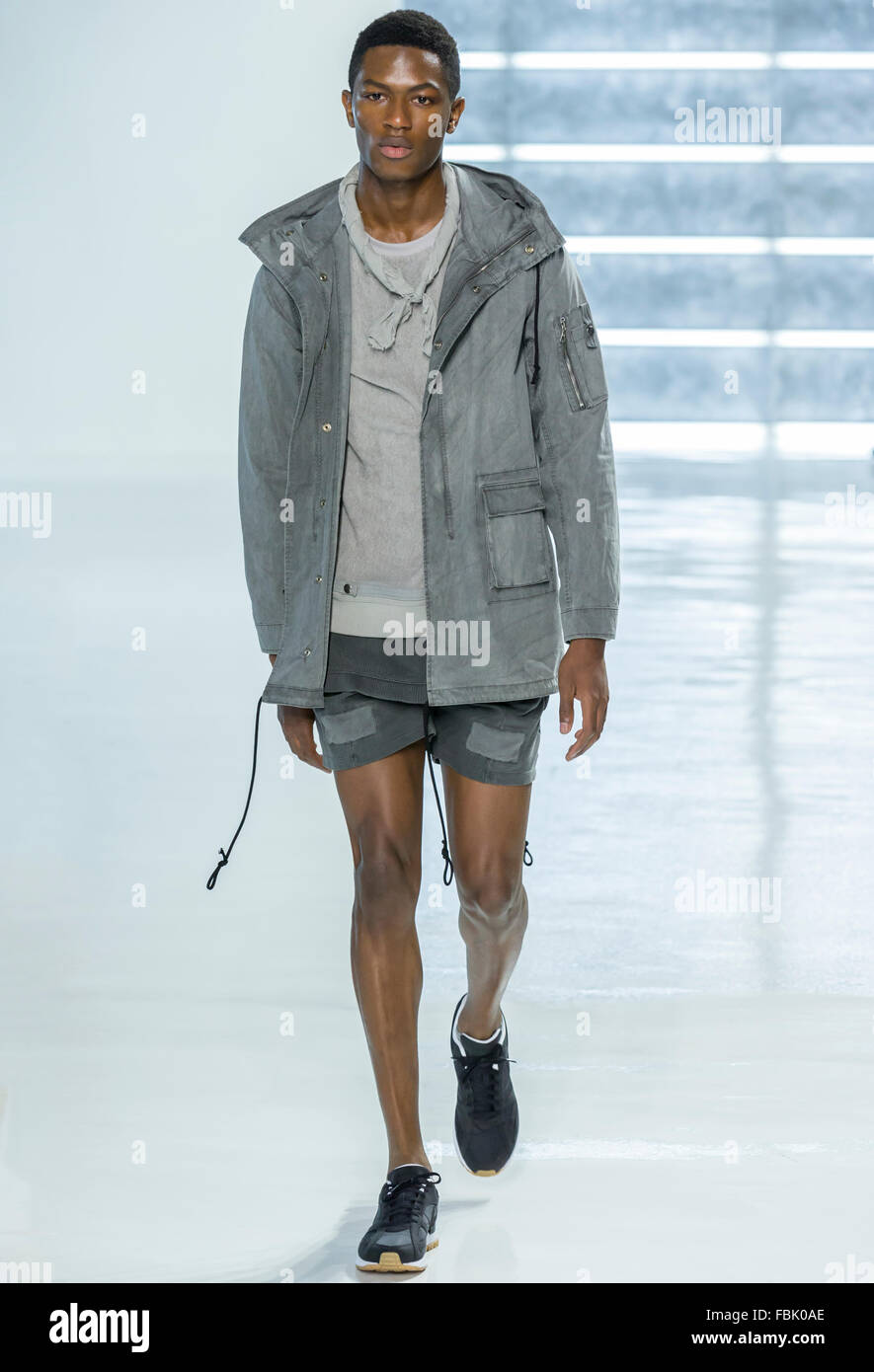 NEW YORK, NY - JULY 15, 2015: Hamid Onifade walks the runway during ...