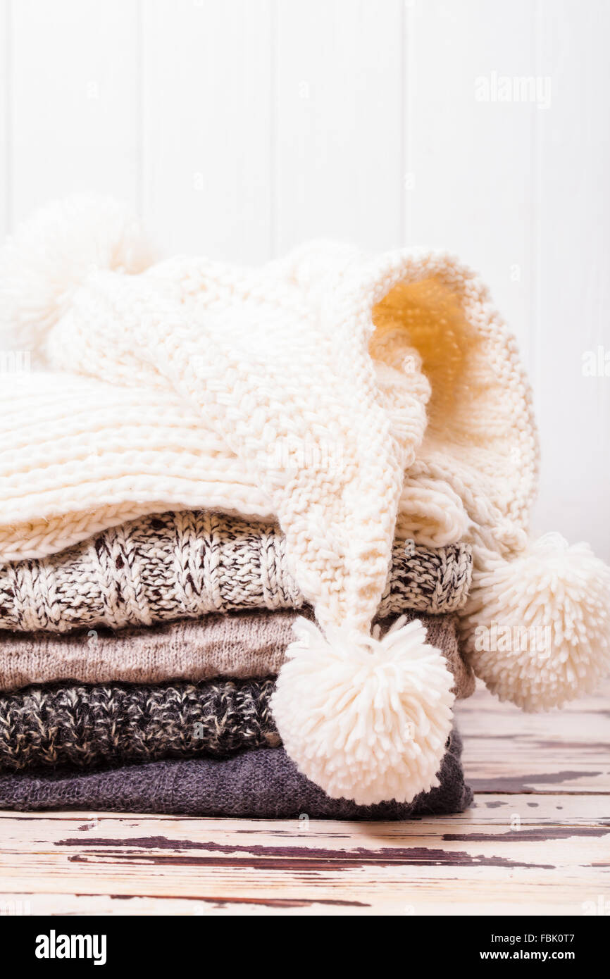 Collection of woolen clothes Stock Photo - Alamy