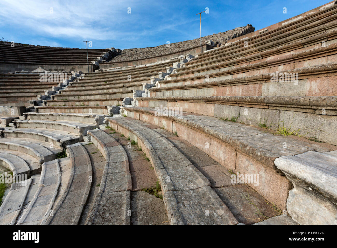 The Roman theatre seats in Sanctuary of Asclepion, Pergamon Stock Photo ...