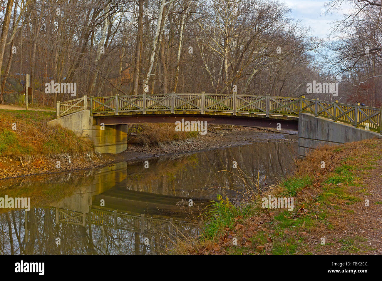 A bridge across canal in Great Falls Park, Carderock, Maryland Stock ...