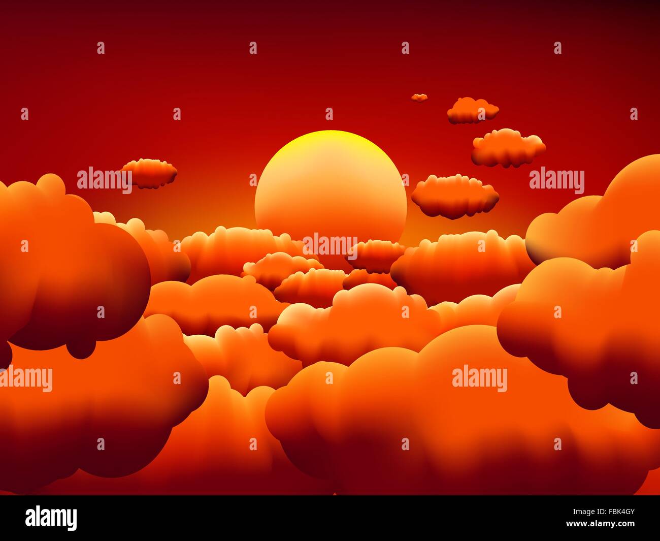 Cloudy sky sunset red Stock Vector Images - Alamy