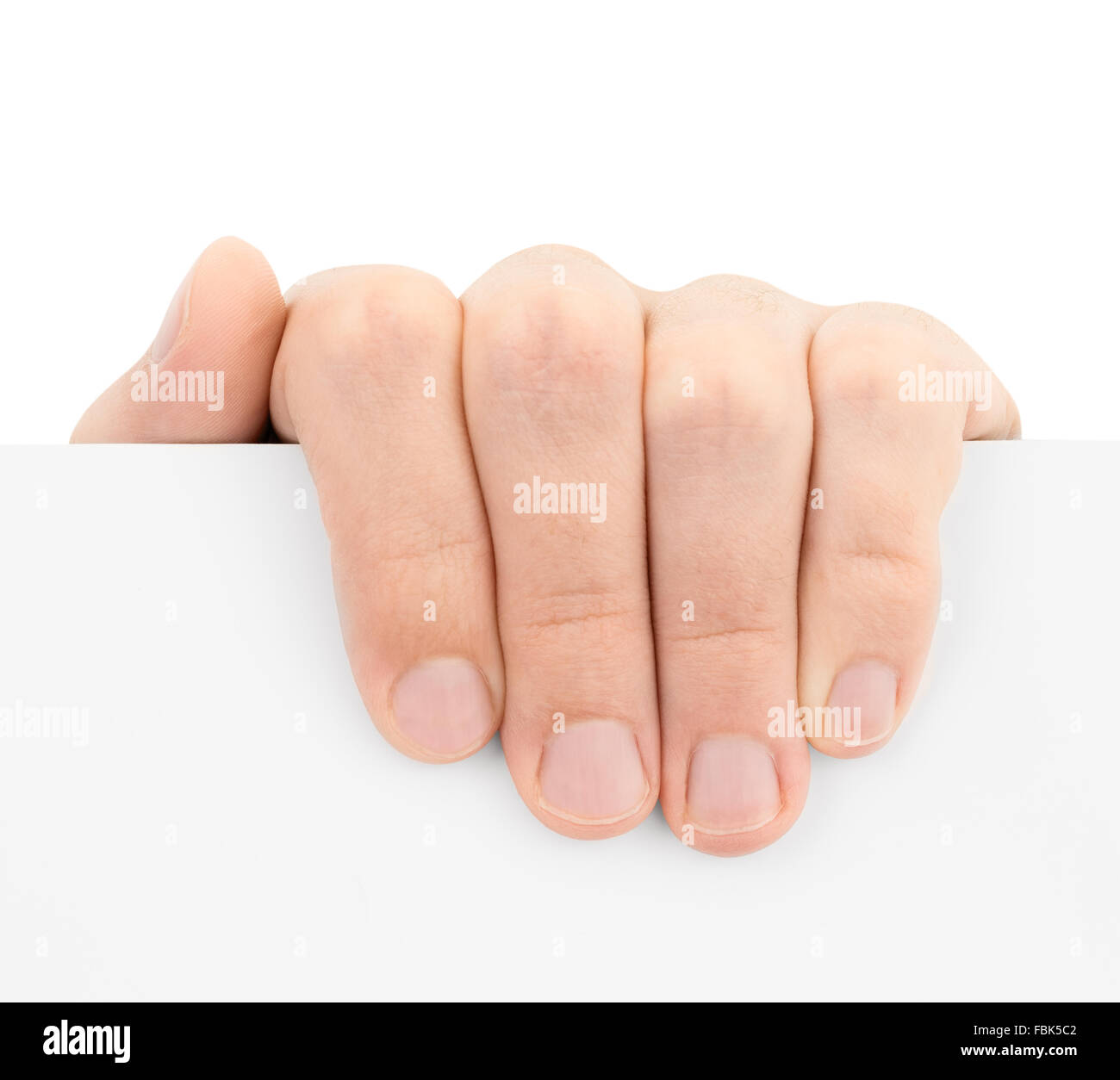 Hand holding paper isolated on white background Stock Photo - Alamy