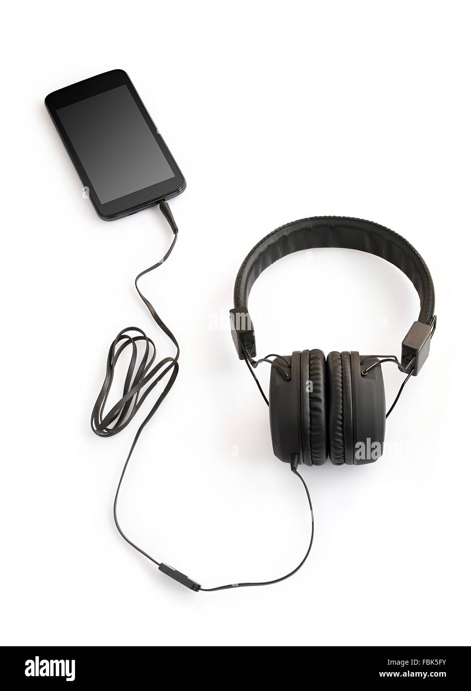 Headphones and smartphone isolated on white background Stock Photo - Alamy