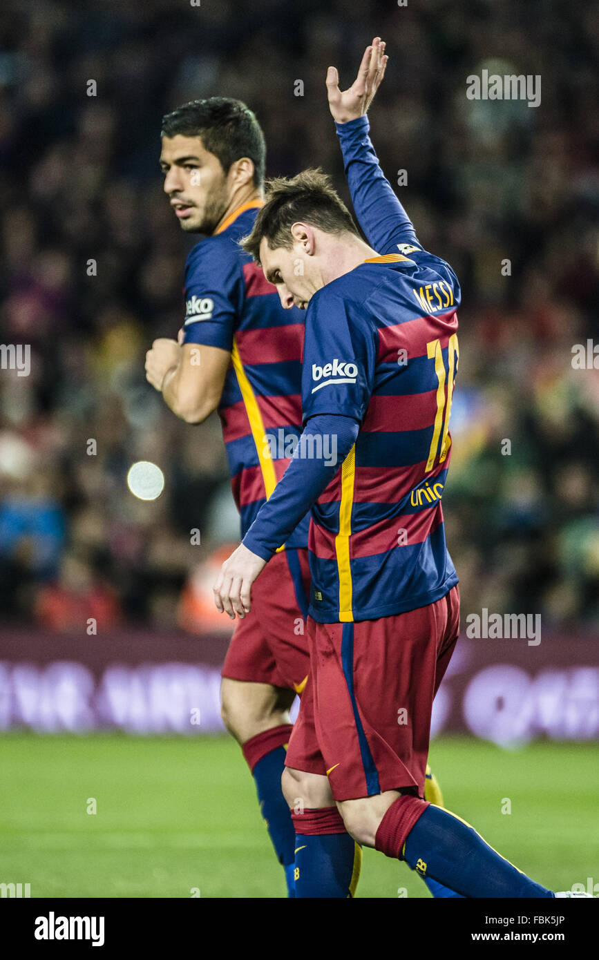 Barcelonas lionel messi celebrates scoring hi-res stock photography and ...