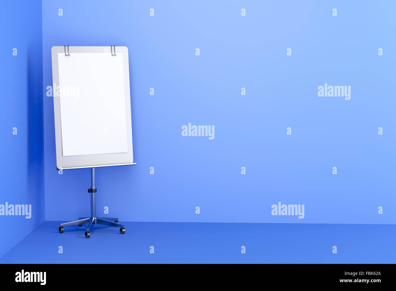 Blank flip chart in blue colored office room Stock Photo - Alamy
