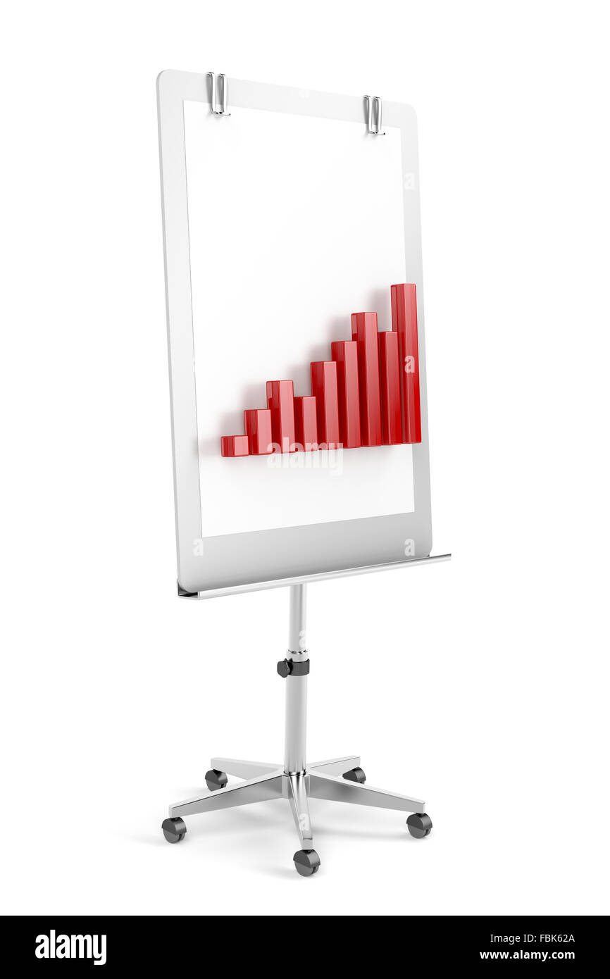 Flip chart with bar chart on white background Stock Photo - Alamy