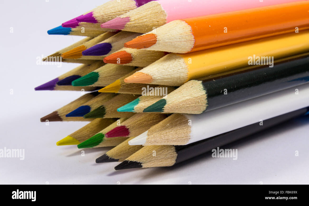 Stack of pencils on white background Stock Photo - Alamy