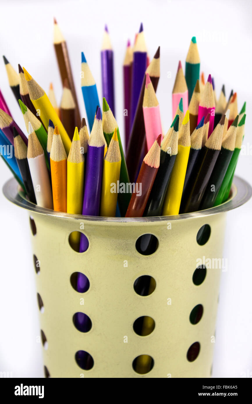 Pencils in a pot Stock Photo - Alamy
