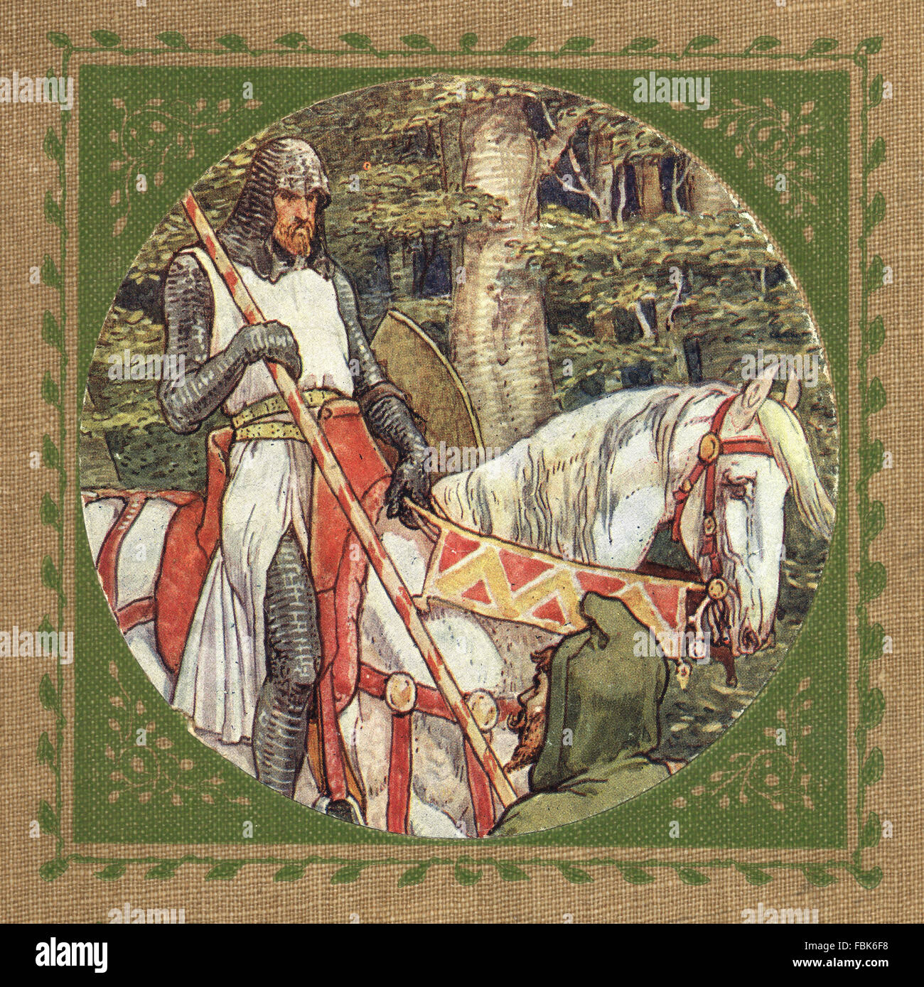 Illustration from the story of Robin Hood. Little John and the Knight ...