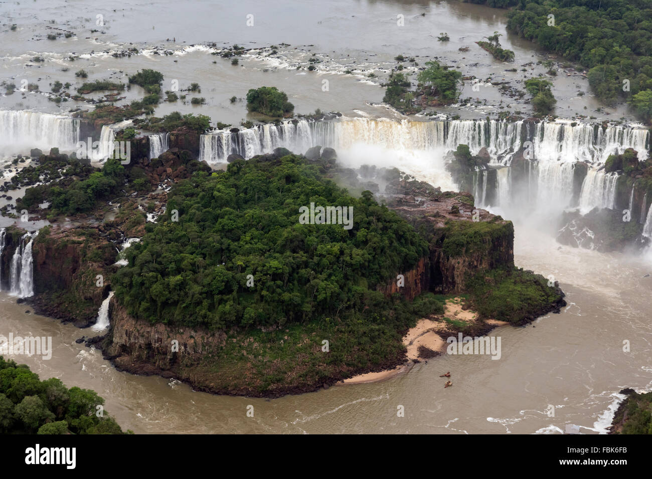 Aerial shot of Ilha do Sao Martin and St Martin falls, Brazil Argentina ...