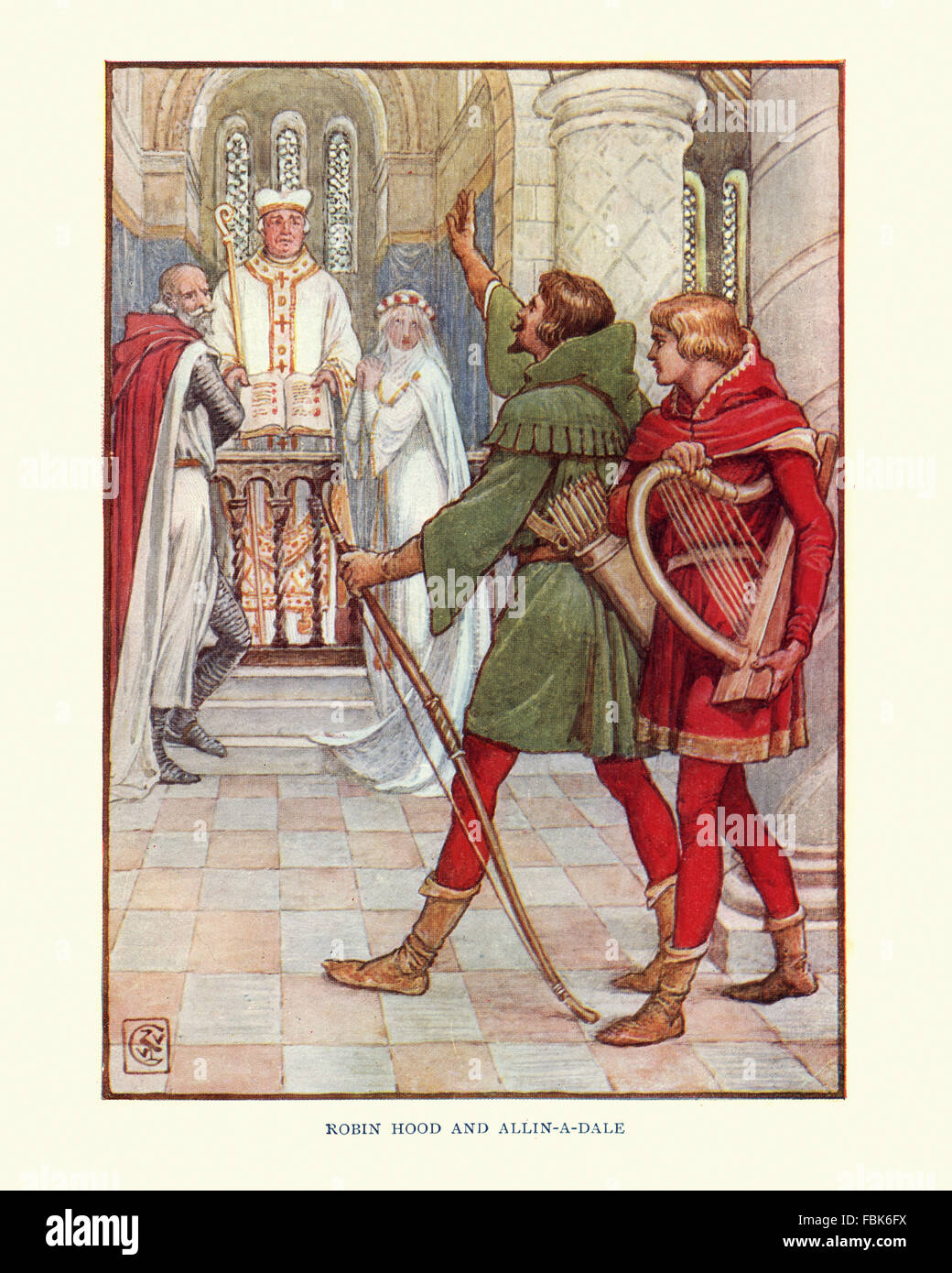 Illustration from the story of Robin Hood. Robin Hood and Alan-a-Dale ...